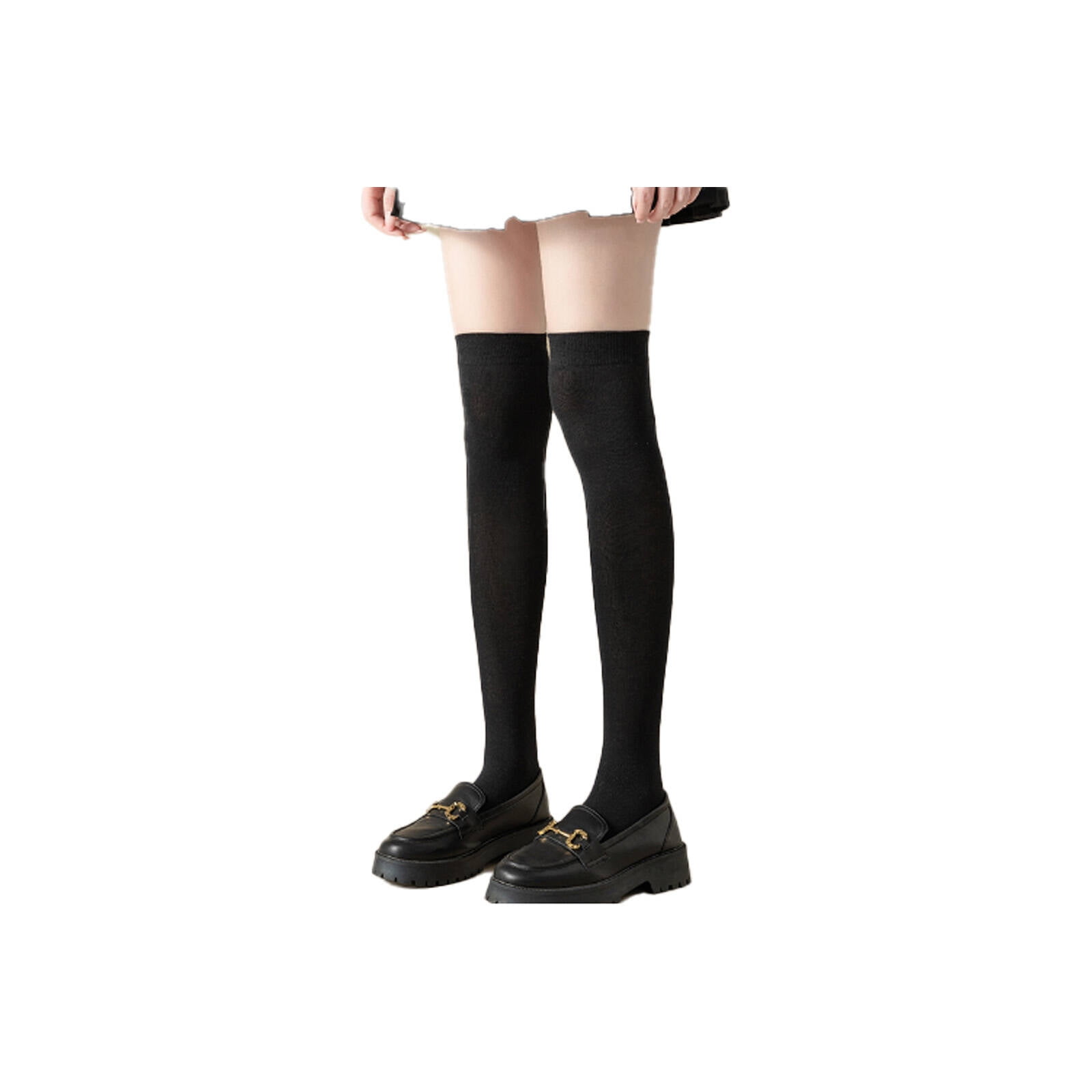 AUQ 4Pcs Knee High Socks,Japanese Minimalist Style Thigh High Socks ...