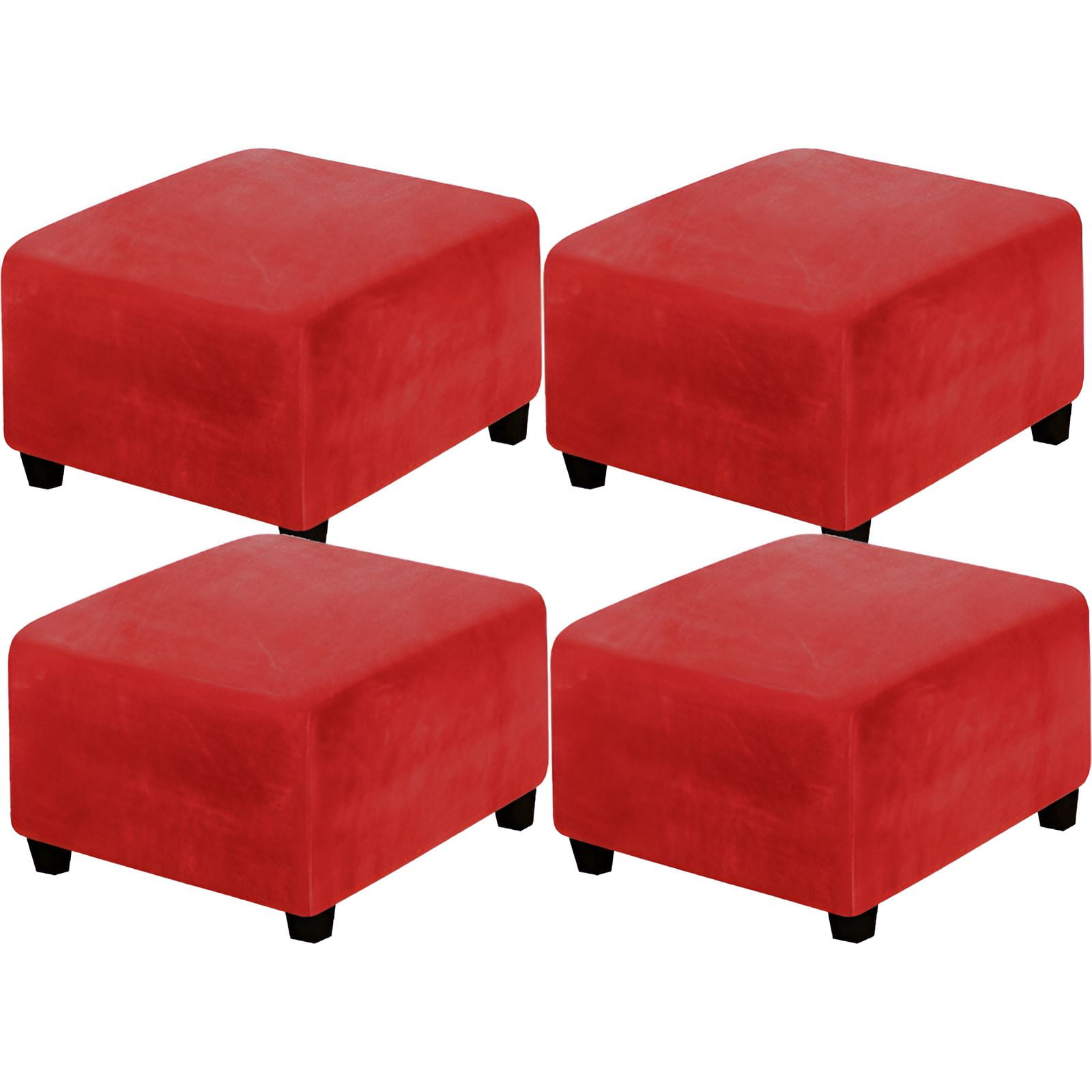 AUQ 4Pcs Ottoman Cover,Comfortable Rectangle Footstool Cover,Pure Color ...