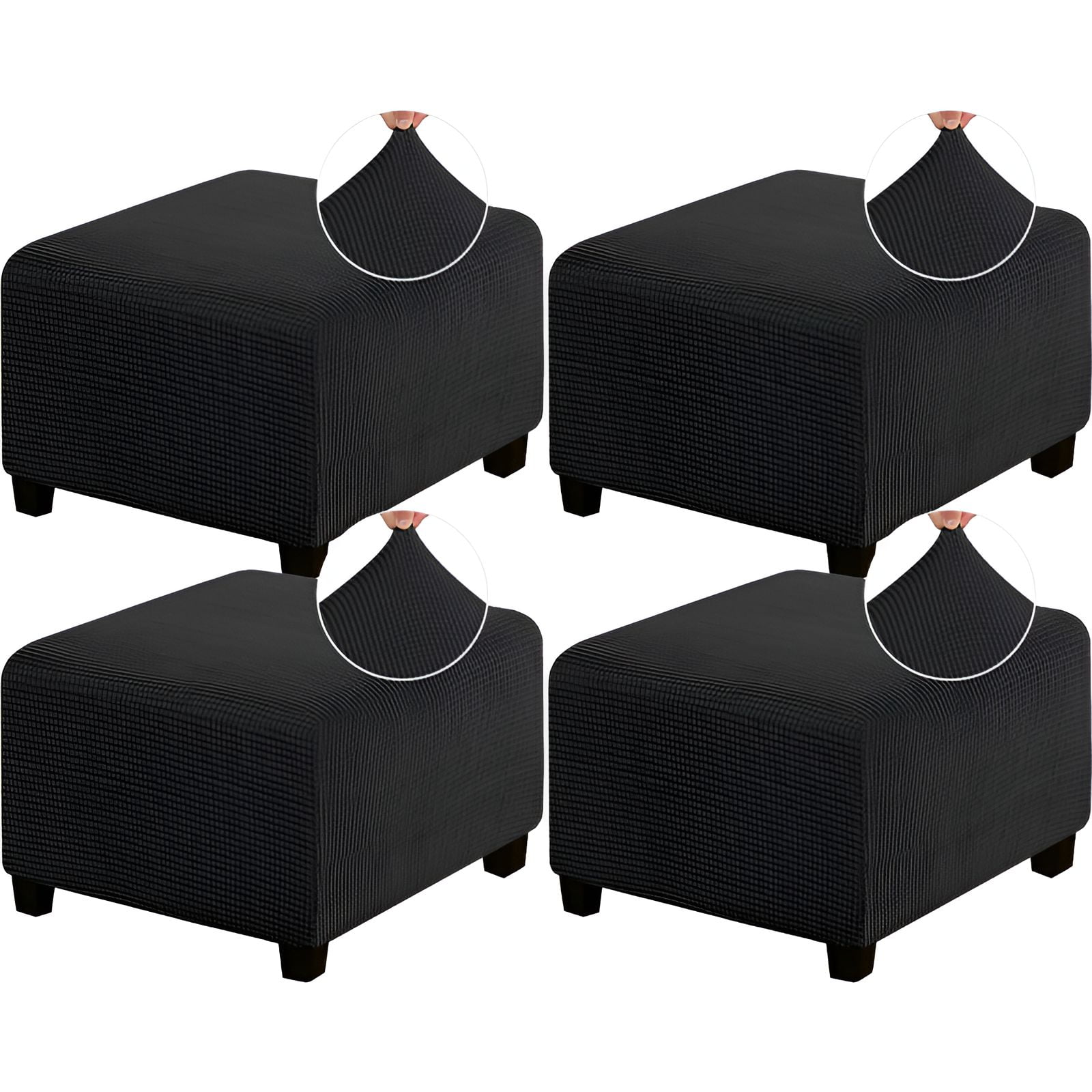 AUQ 4Pcs Ottoman Cover,Machine Washable Ottoman Cover Rectangular,Cat ...