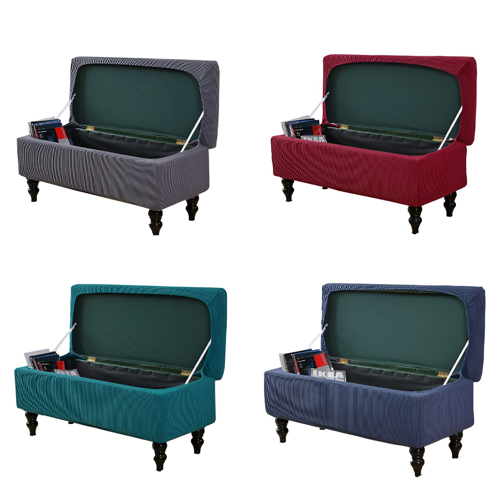 AUQ 4Pcs Ottoman Cover,Pineapple Pattern Rectangle Footstool Cover ...