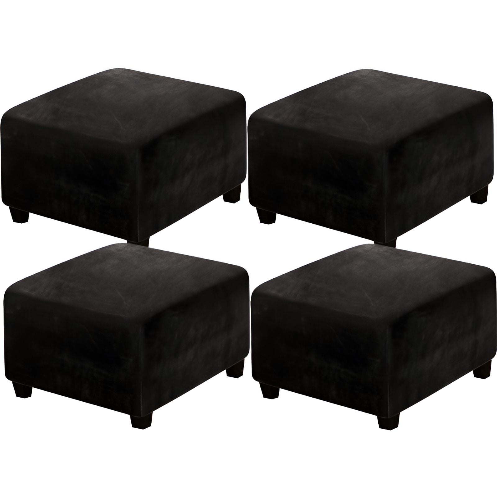 AUQ 4Pcs Ottoman Cover,Plush and Thickened Rectangle Footstool Cover ...
