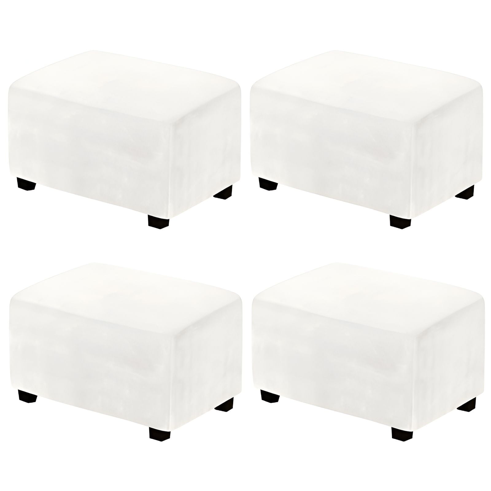 AUQ 4Pcs Ottoman Cover,Silver Fox Fabric Rectangle Footstool Cover ...