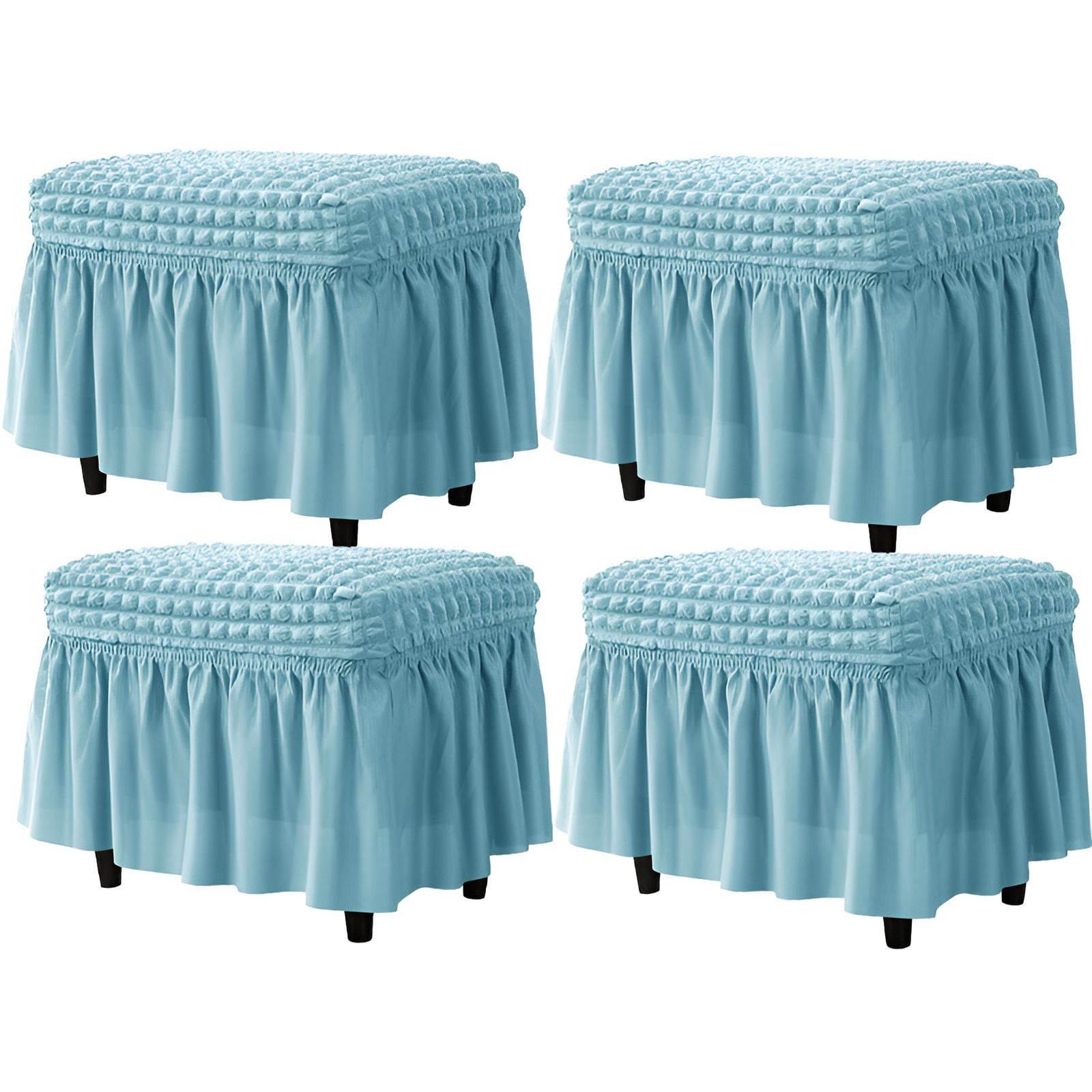 AUQ 4Pcs Ottoman Cover,Snug Fit Rectangle Footstool Cover,3D Pattern ...