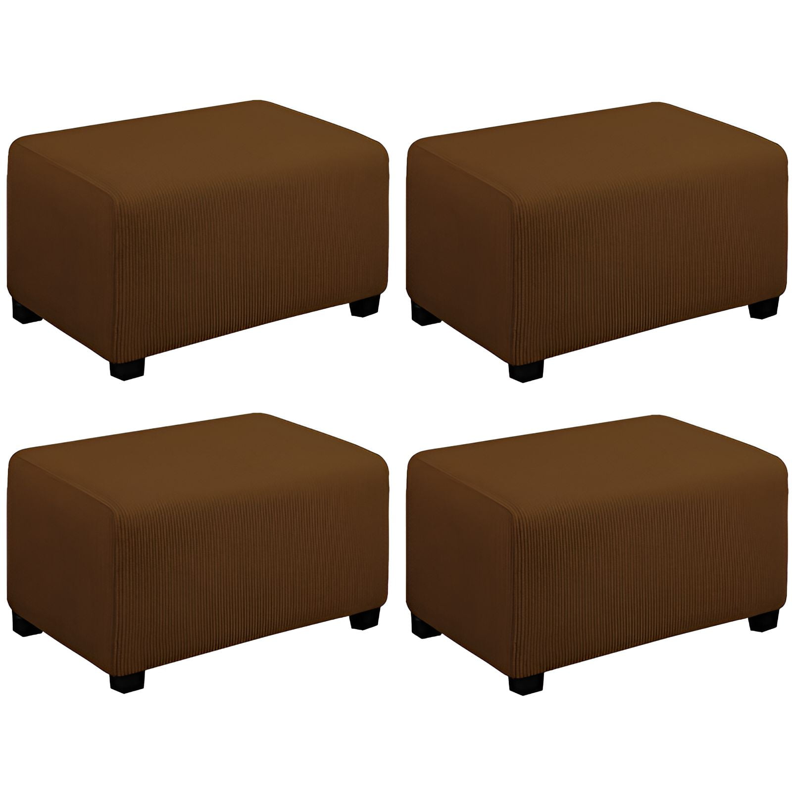 AUQ 4Pcs Ottoman Cover,Square Design Rectangle Footstool Cover,Silky ...