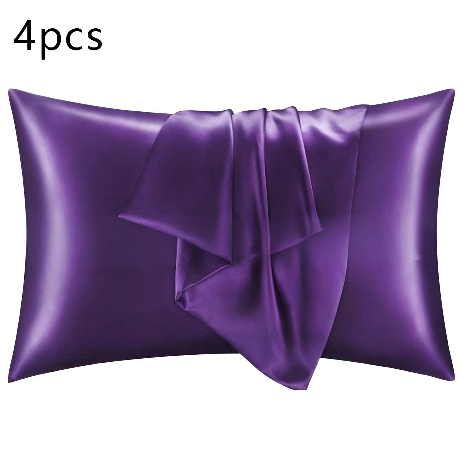AUQ 4Pcs Satin Pillowcase,Faux Silk Material Queen Size Pillows Set of ...