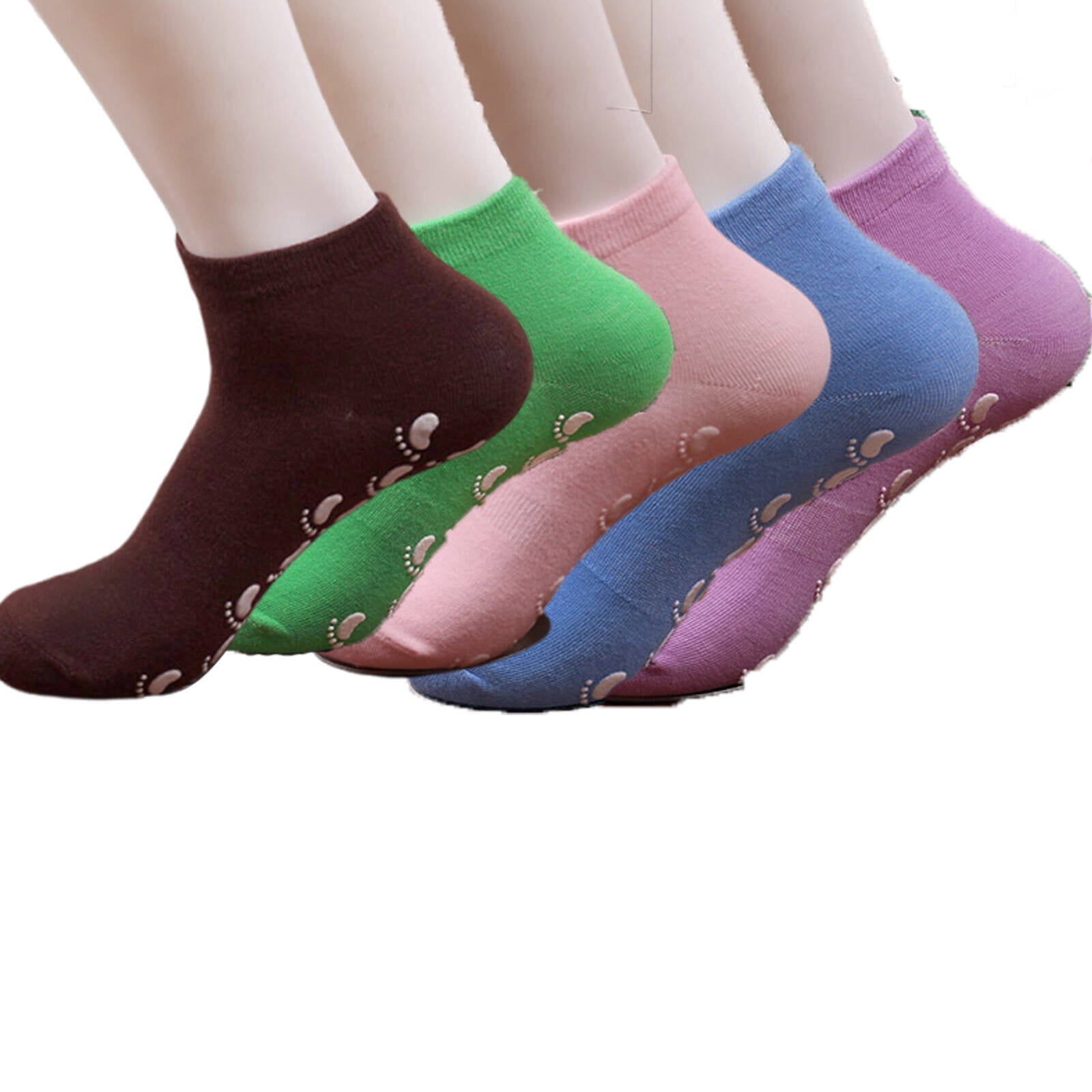 AUQ 5 Pairs Grip Socks Soft Non Slip Socks Supportive Breathable Grip ...