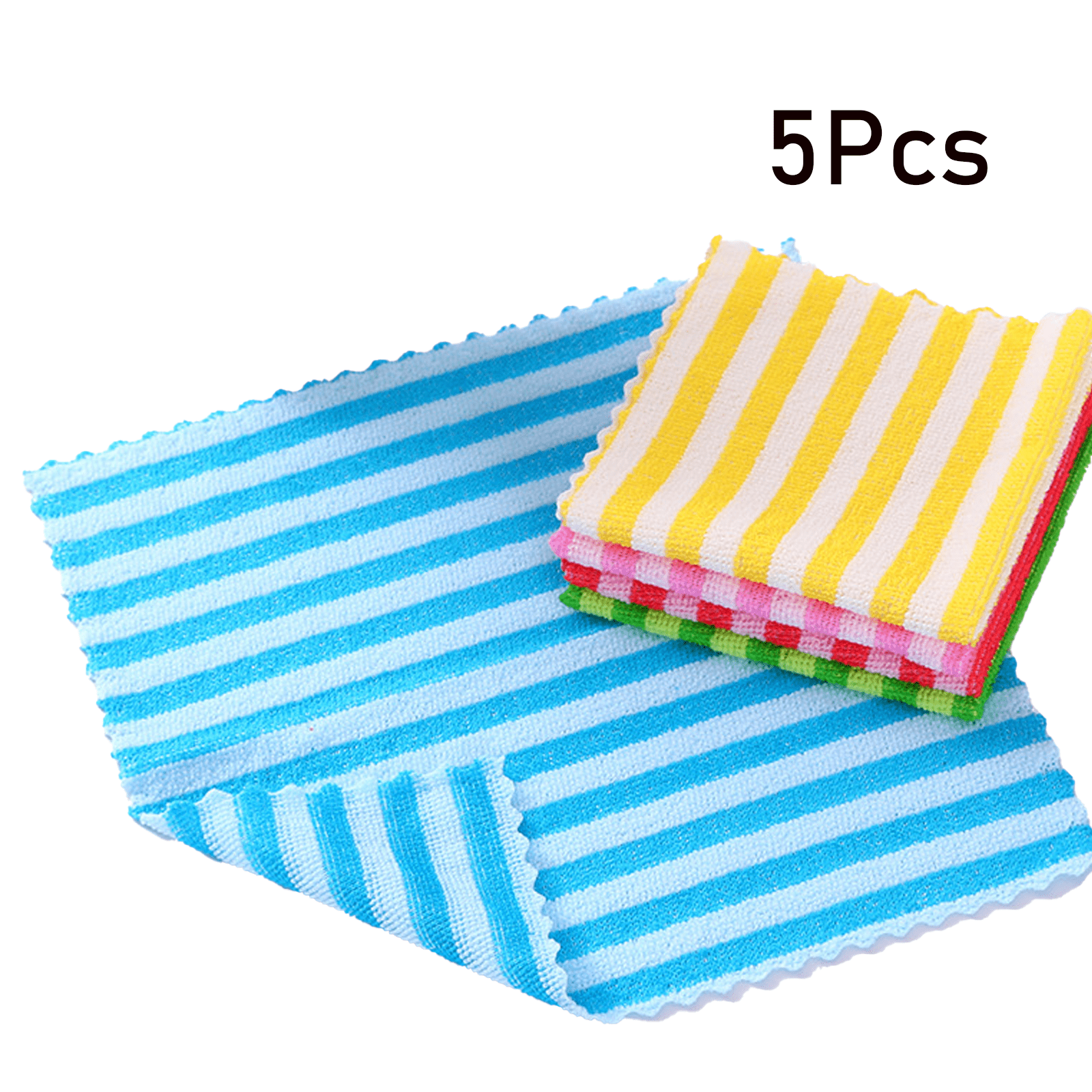 AUQ 5Pcs Kitchen Towels Wet and Dry Use Dish Towels Good Water ...
