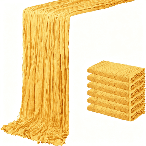 AUQ 6 Pack Gold Cheesecloth Table Runner 20 X 120 Inch Gauze Table ...