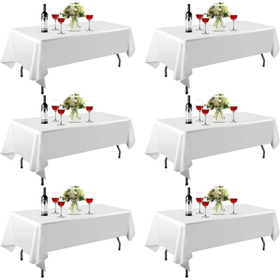 AUQ 6 Pack Rectangle Tablecloth,60×102 Inch White Polyester,Banquet ...