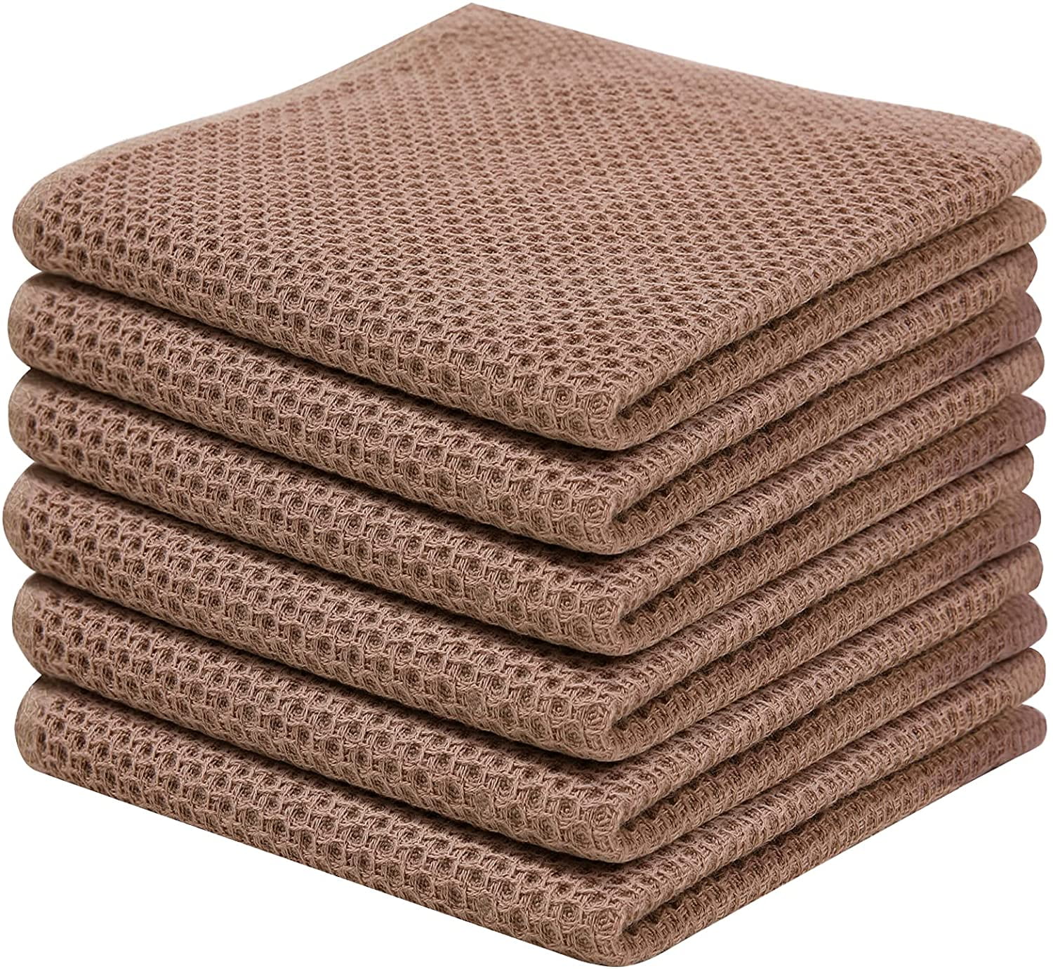 AUQ 6PACK 100% Cotton Dish Cloths, 12 x 12 Inches, Waffle Weave Super ...