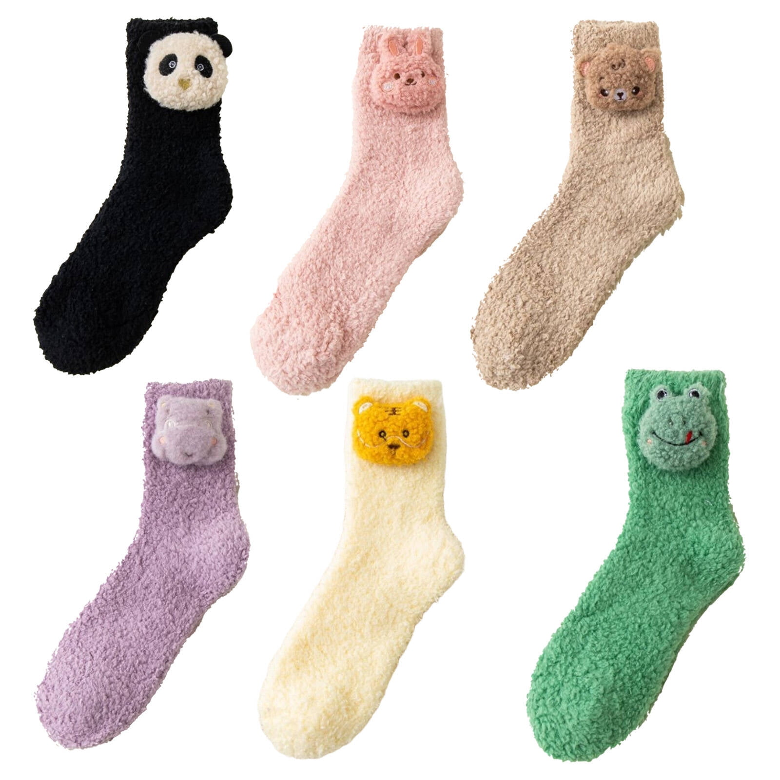 AUQ 6Pairs Socks Gentle Warm Fuzzy Socks,Soft Anti-Slip Long Socks for ...