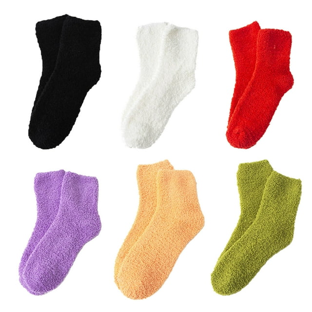 Auq 6pairs Socks Soft Fuzzy Socks For Indoor Lounginglong Socks For