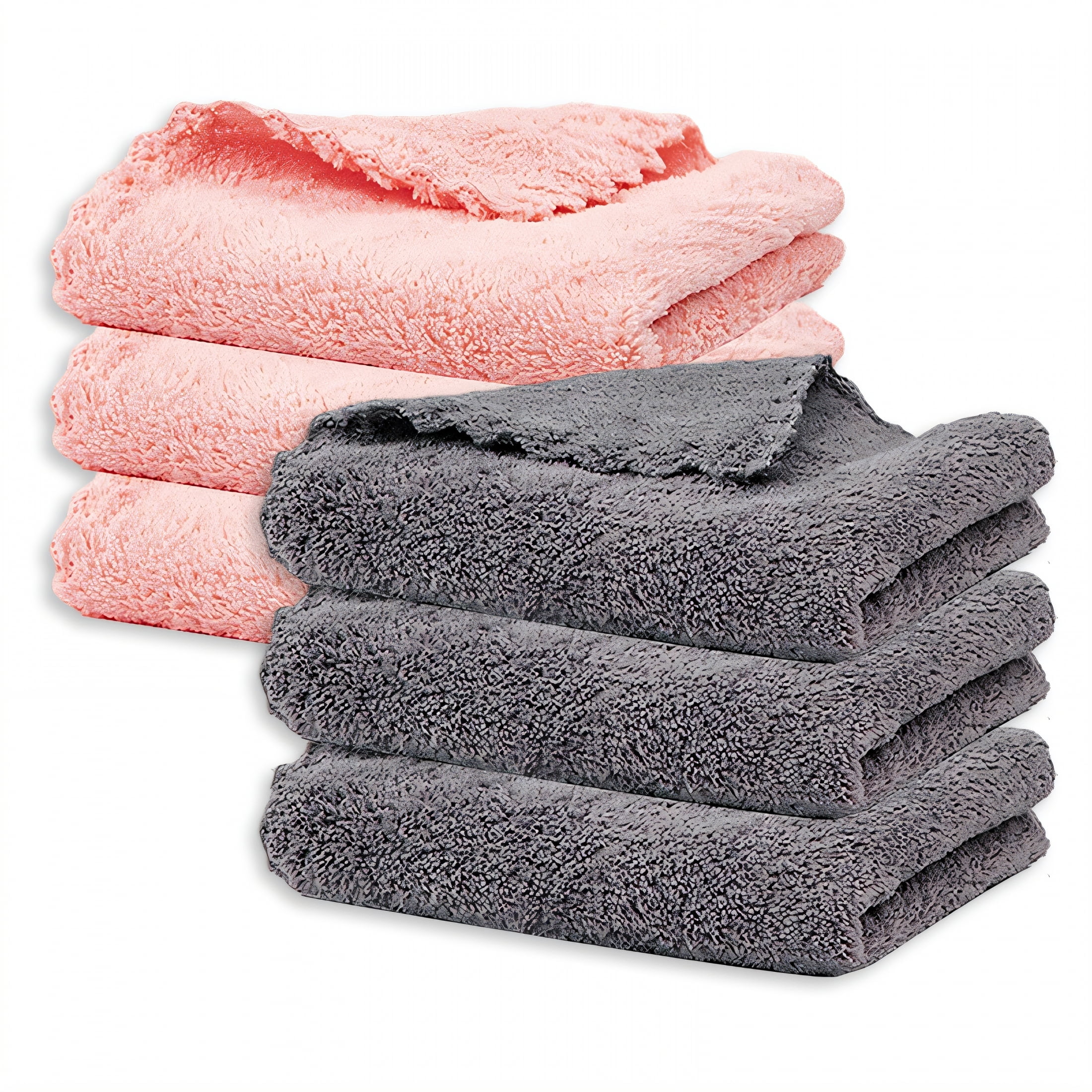 AUQ 6Pcs Cleaning Rags,Firm & Neat Edges Microfiber Towel,No Water ...