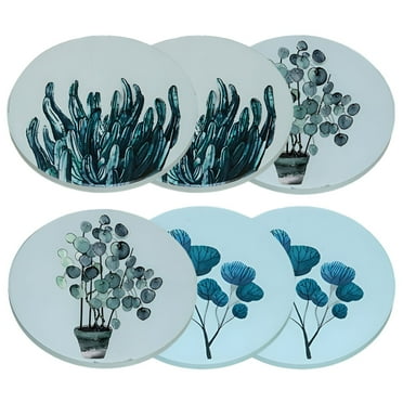 Blue Agate Coasters for Drinks - Set of 4 - Modern Gold Edge Stone ...