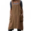 Unique Bargains Cotton Linen Cross Back Apron with Pockets Pink ...
