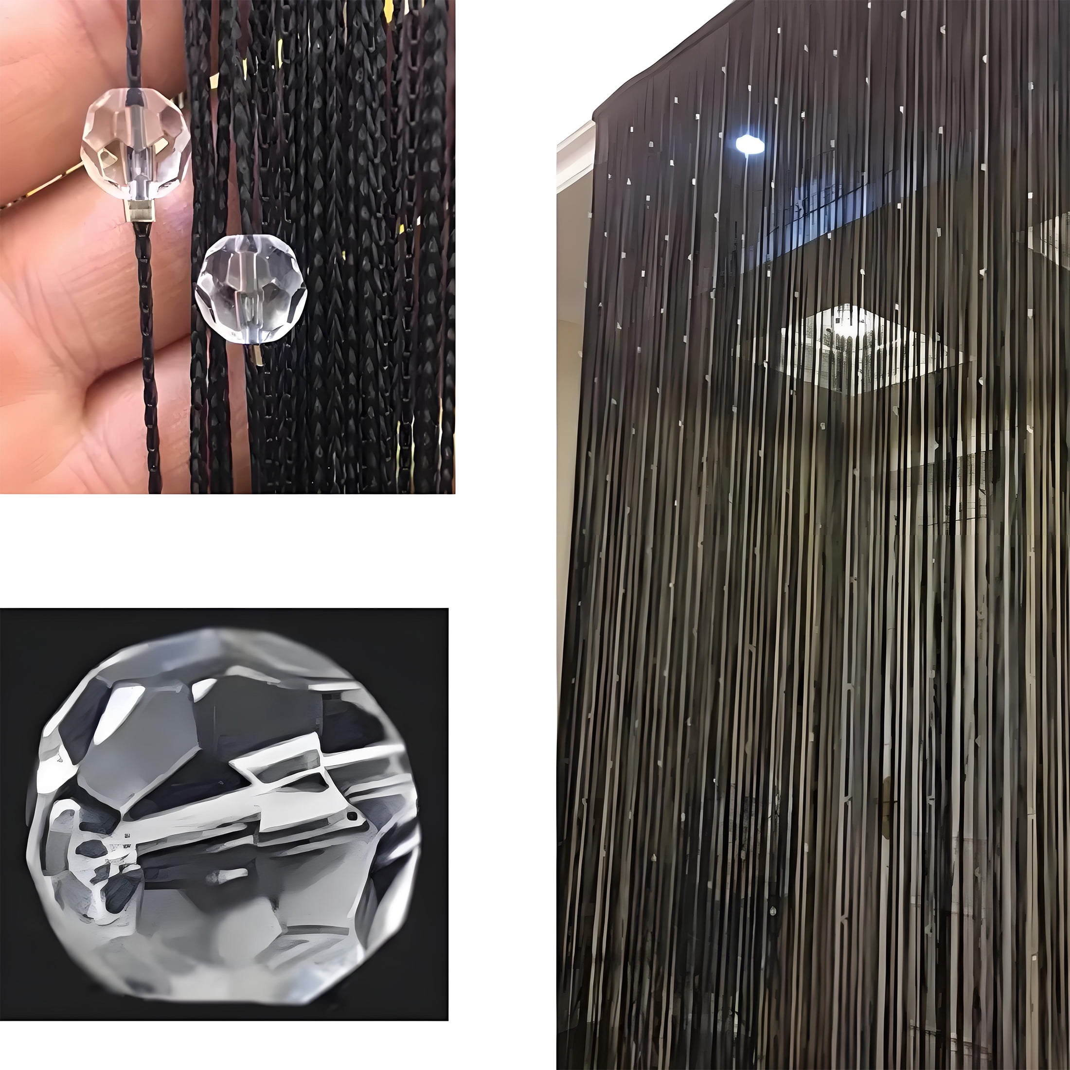 AUQ Beaded Curtains for Doorways,39x78in Eco-Friendly K9 Crystal Bead ...