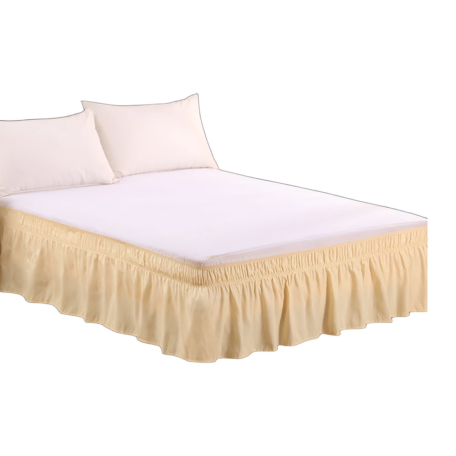 AUQ Bed Skirt Cozy Home Bed Frame Cover Flowy Look Ruffle Bed 200*220 ...