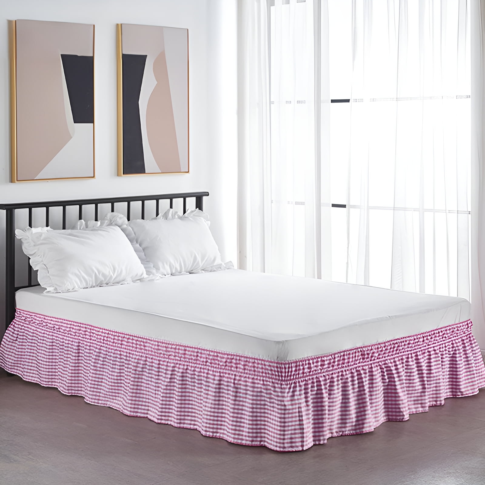 AUQ Bed Skirt Elegant Lace Bed Frame Cover Dustproof Ruffle Bed 180*200 ...