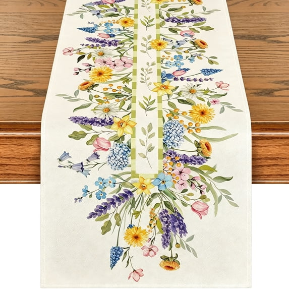 AUQ Bloom Flowers Florals Lavender Summer Table Runner,Seasonal Spring ...
