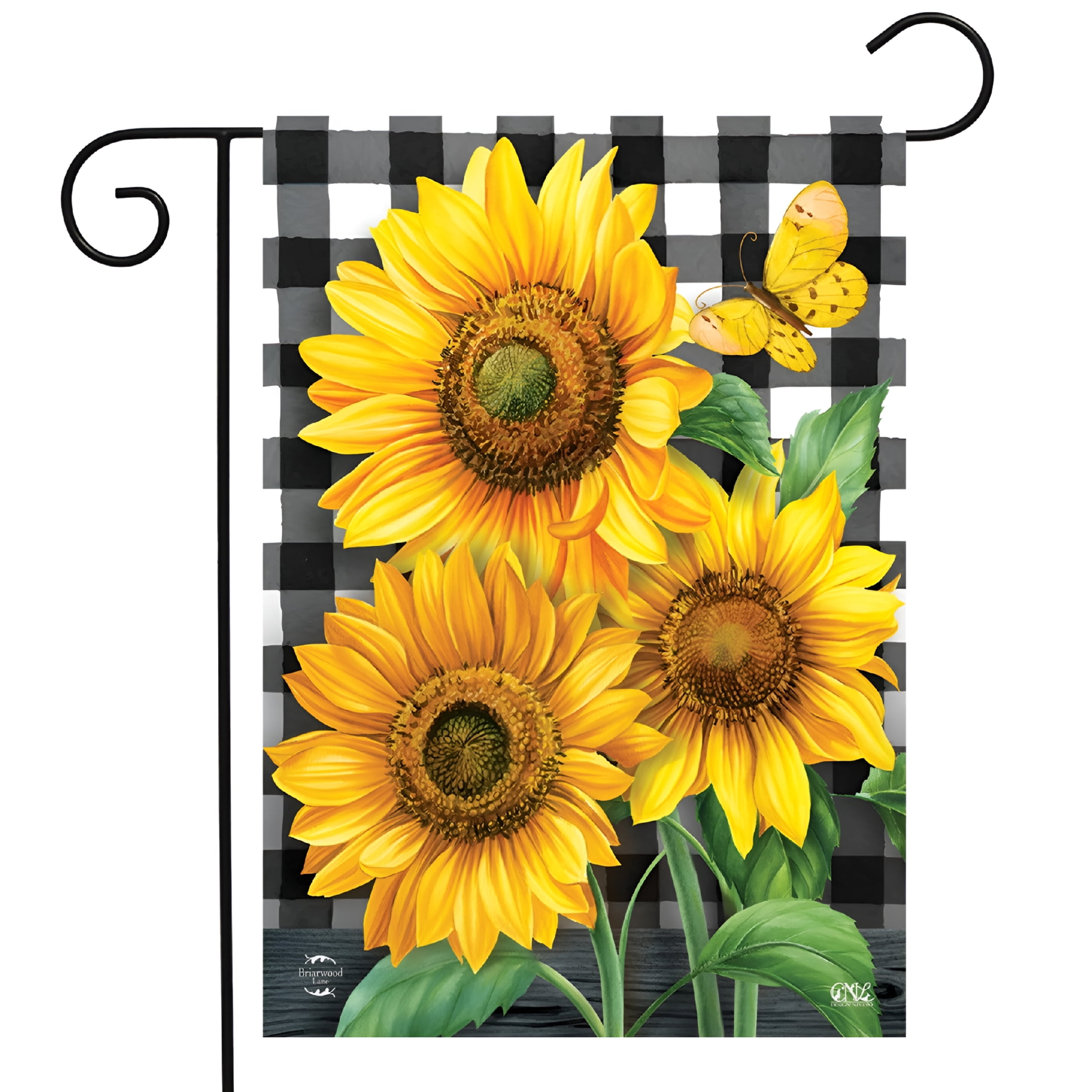 AUQ Checkered Sunflowers Summer Garden Flag Spring Garden Flag ...