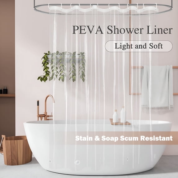 AUQ Clear Shower Curtain Liner,72"X 72" Light Weight Peva Plastic ...