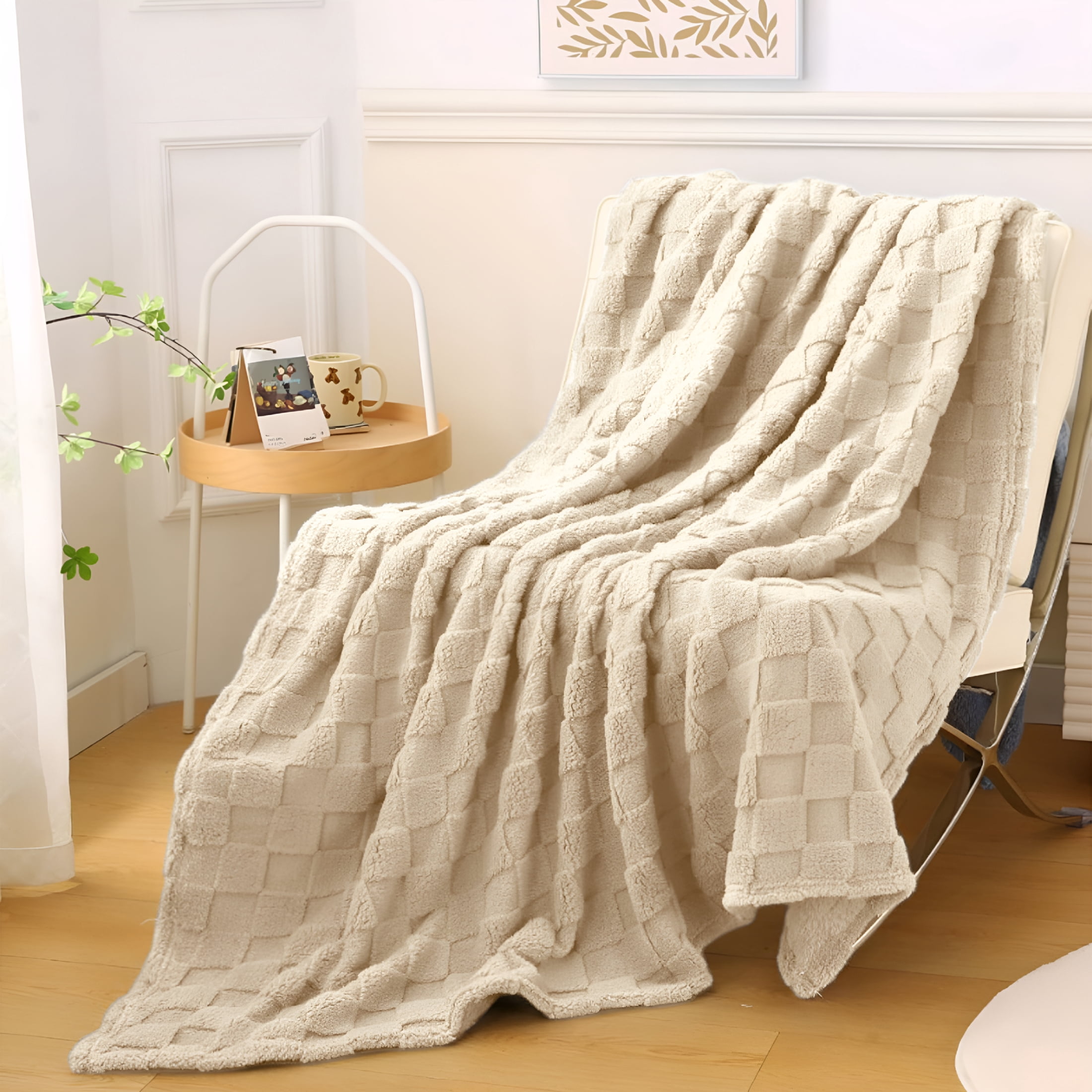 AUQ Cotton Blankets Queen Size,Luxury Waffle Weave Super Soft Blanket ...