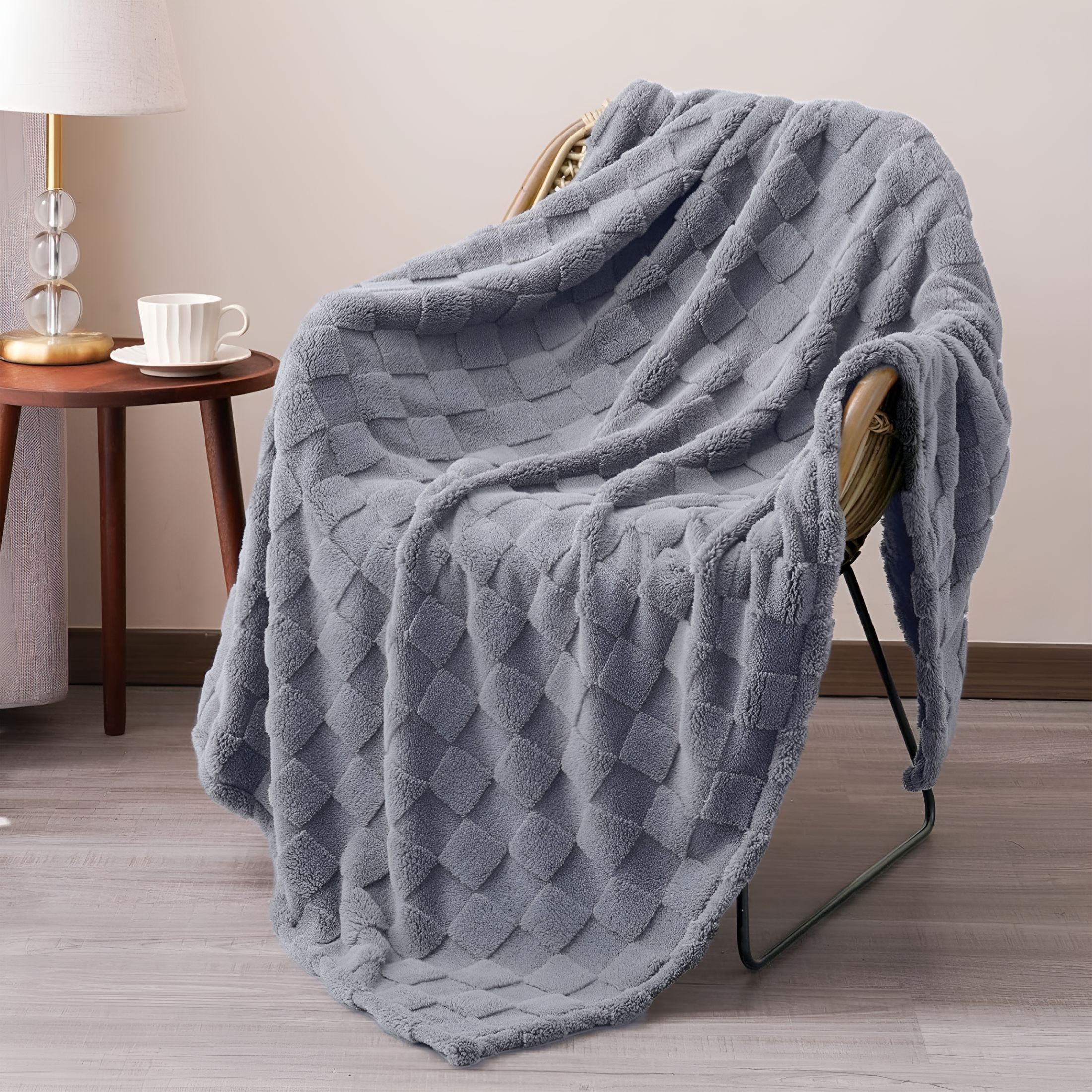 AUQ Cotton Blankets Size,Waffle Weave Super Soft Blanket,All Season ...