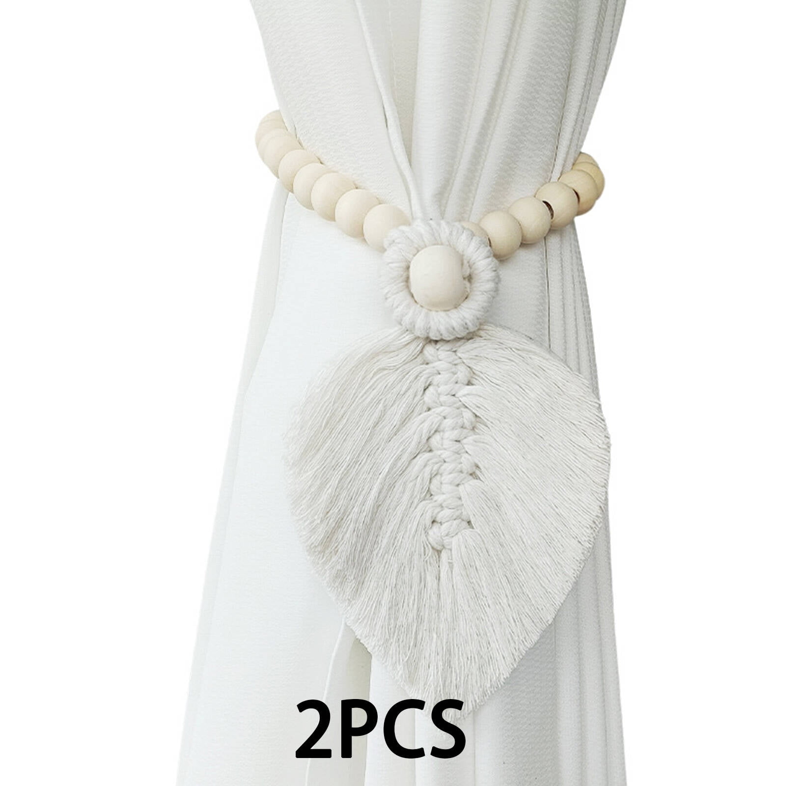 AUQ Curtain Tiebacks,Elegant Handwoven Curtain Holdbacks,Smooth,Wooden ...