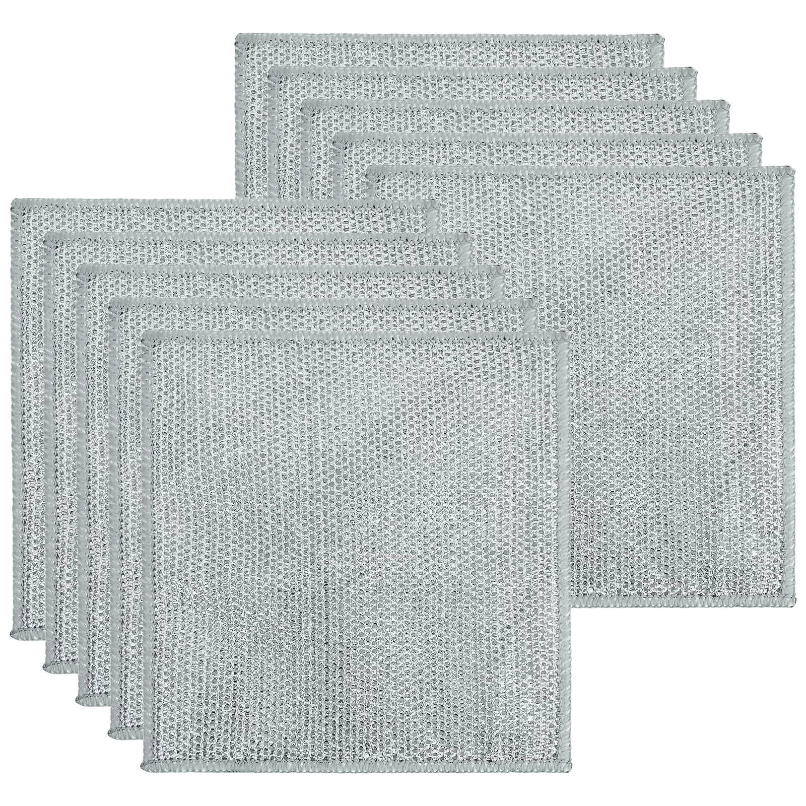 AUQCO Dish Towels for Kitchen, Silver Fiber Cleaning Cloths, 20x20cm ...