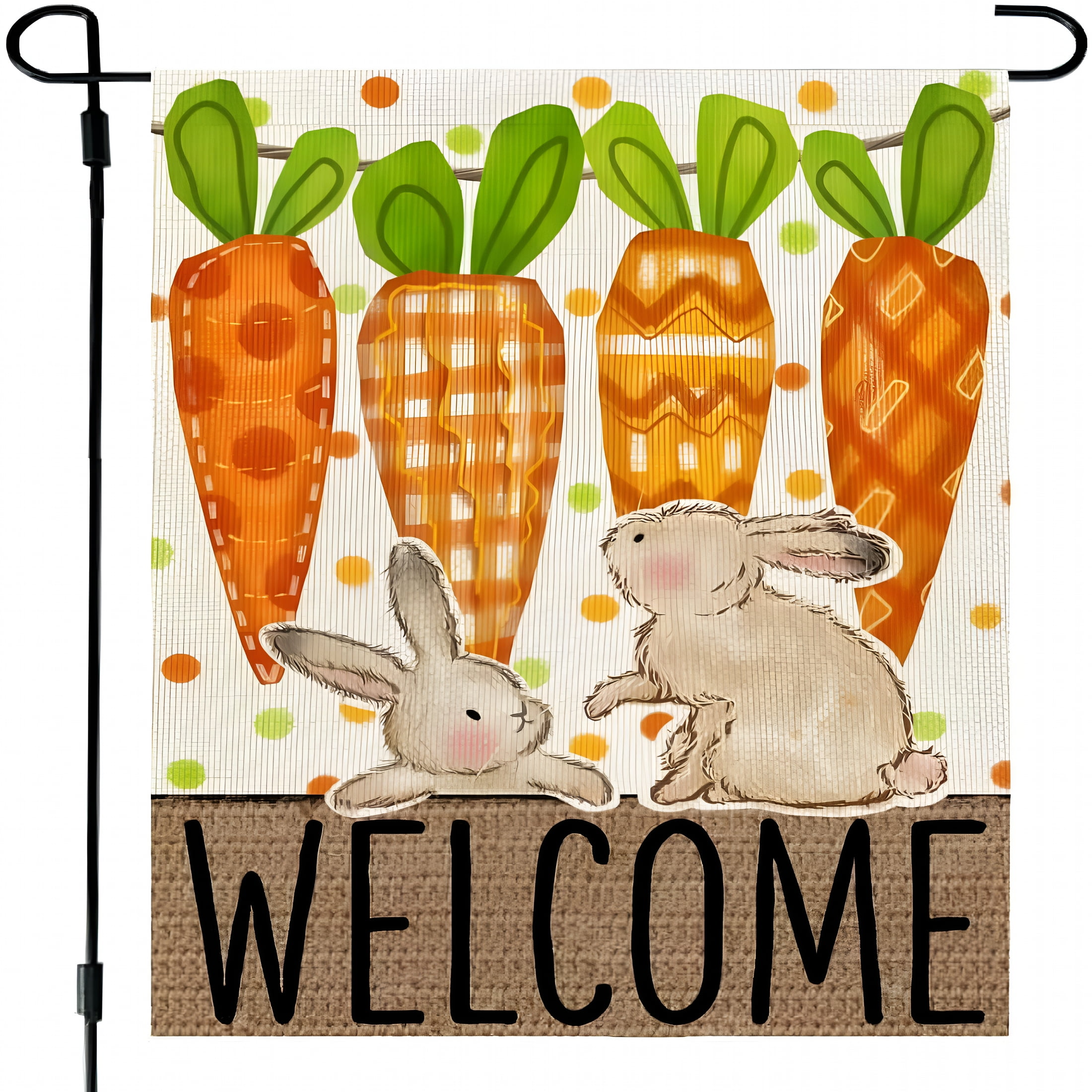 AUQ Easter Carrots Bunny Garden Flag 12x18 Inch Double Sided for ...