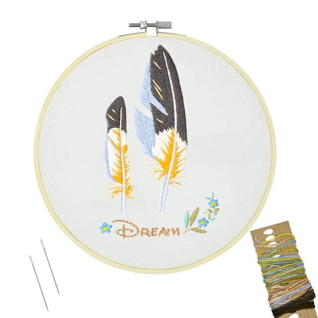 AUQ Embroidery Kit,Feather Shape Embroidery Patterns,Cross Stitch Kits ...