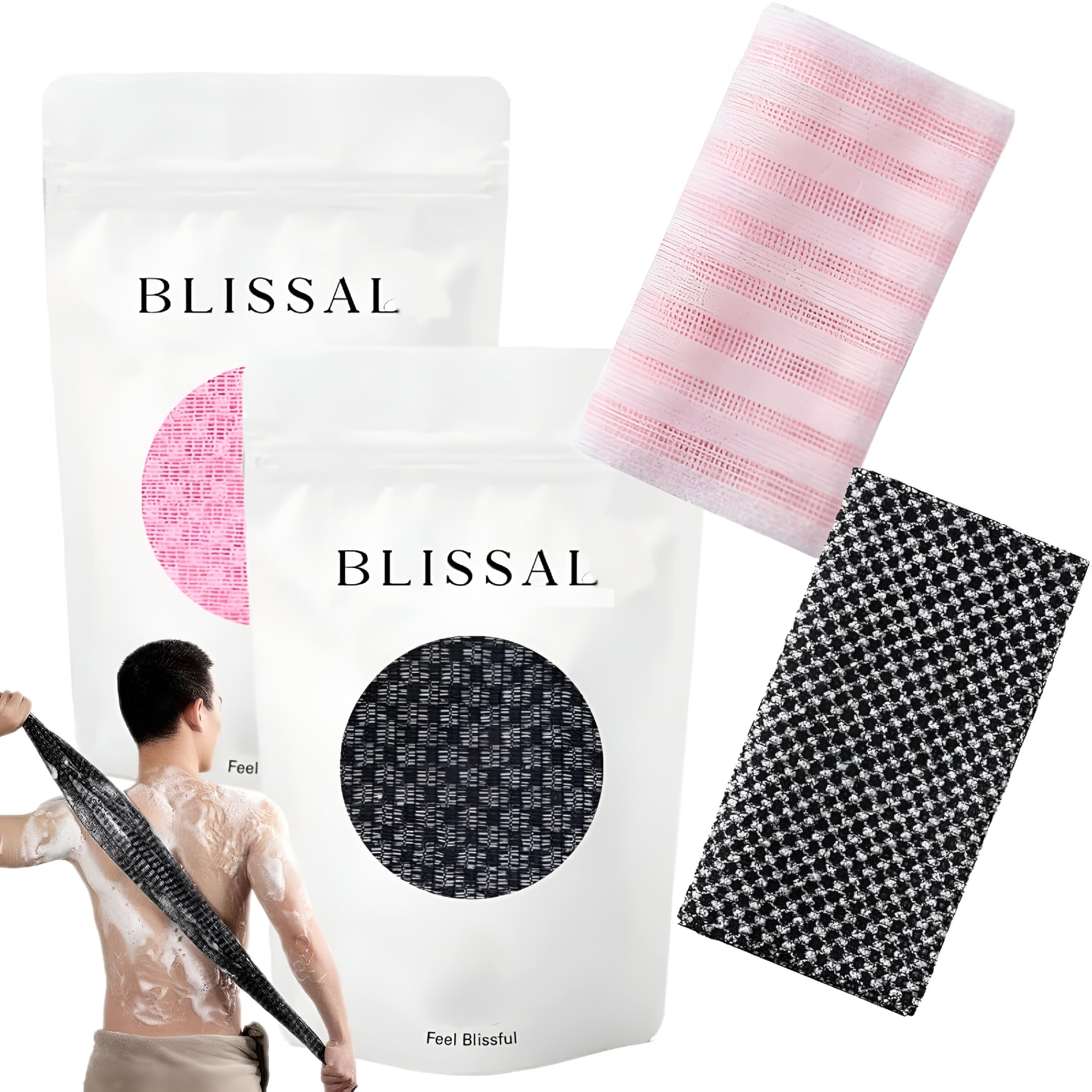 AUQ Exfoliating Shower Towel-Antibacterial,Long Scrub Wash Cloth for ...