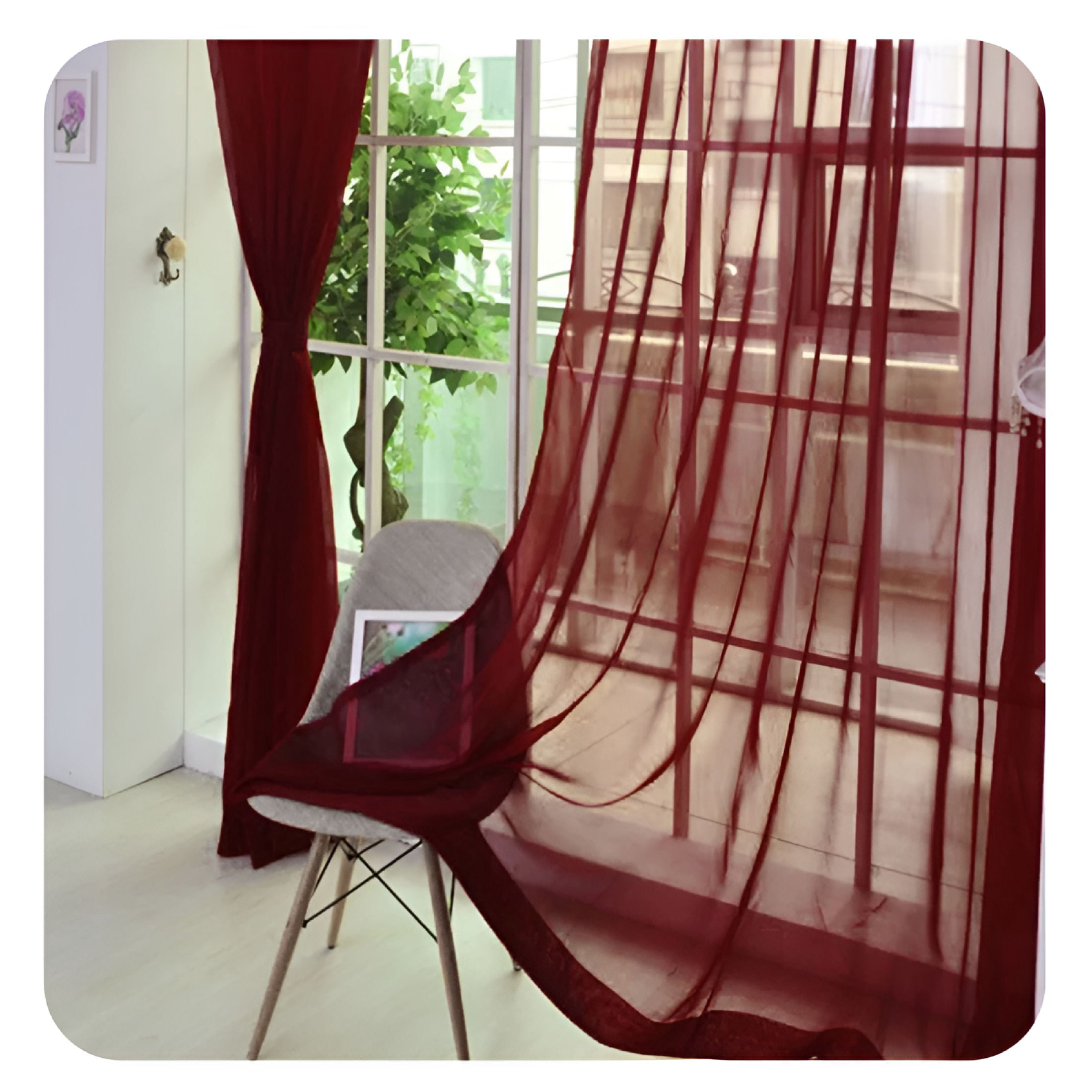 AUQ Extra Wide Pure Color Sheer Curtains for Living Room,Patio Door ...