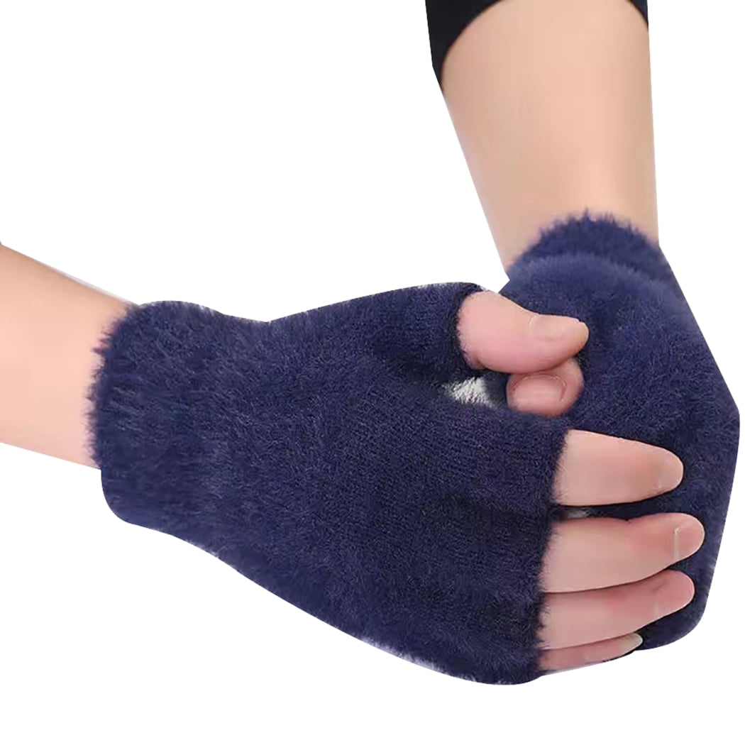 AUQ Fingerless Gloves Unisex Warm - Soft Thickened Half Finger Gloves ...