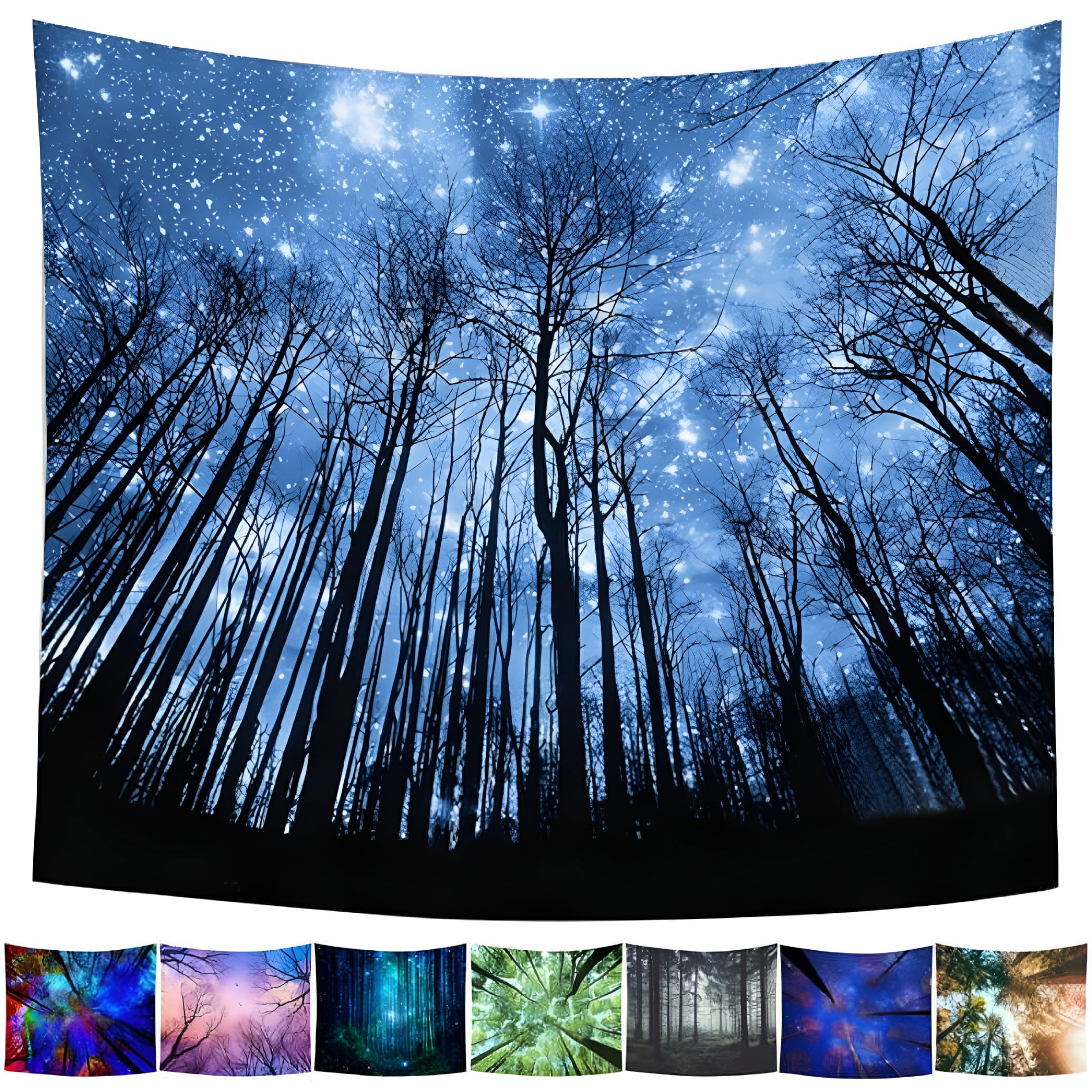 AUQ Forest Starry Tapestry Starry Sky Tapestry Moon and Stars Tapestry ...