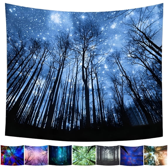 AUQ Forest Starry Tapestry Starry Sky Tapestry Moon and Stars Tapestry ...
