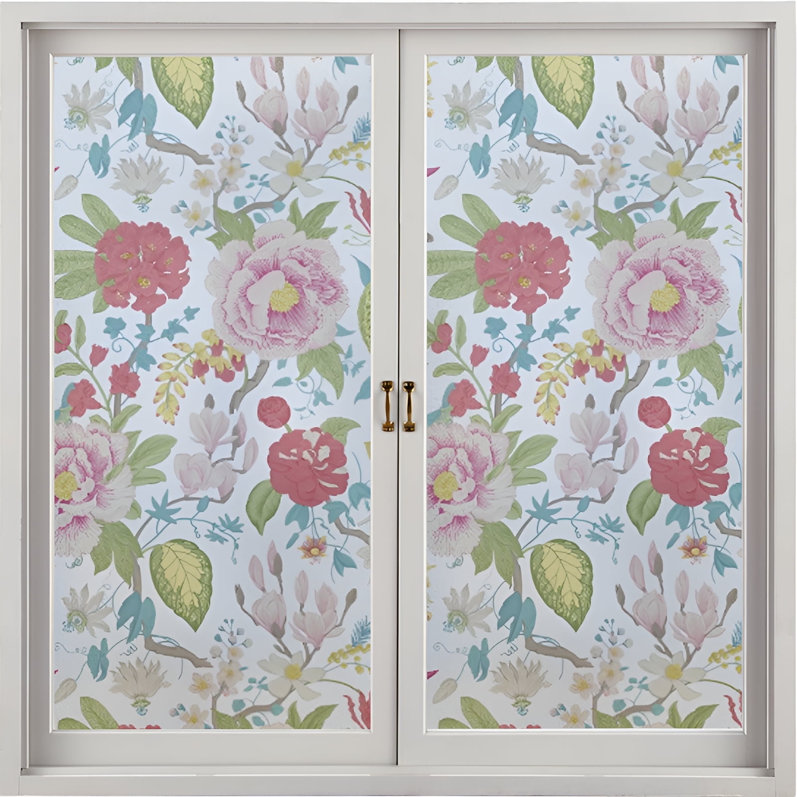 AUQ Frosted Glass Window Film,Vibrant Floral Pattern Privacy Film for ...