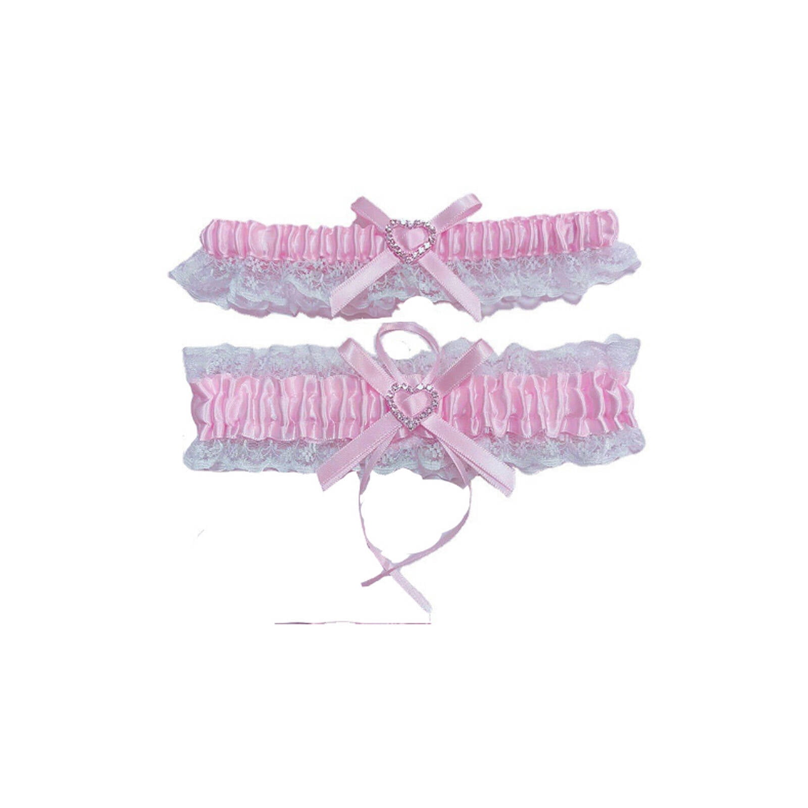 AUQ Garters for Bride,Heart-Shaped Rhinestone Accent Wedding Garter for ...