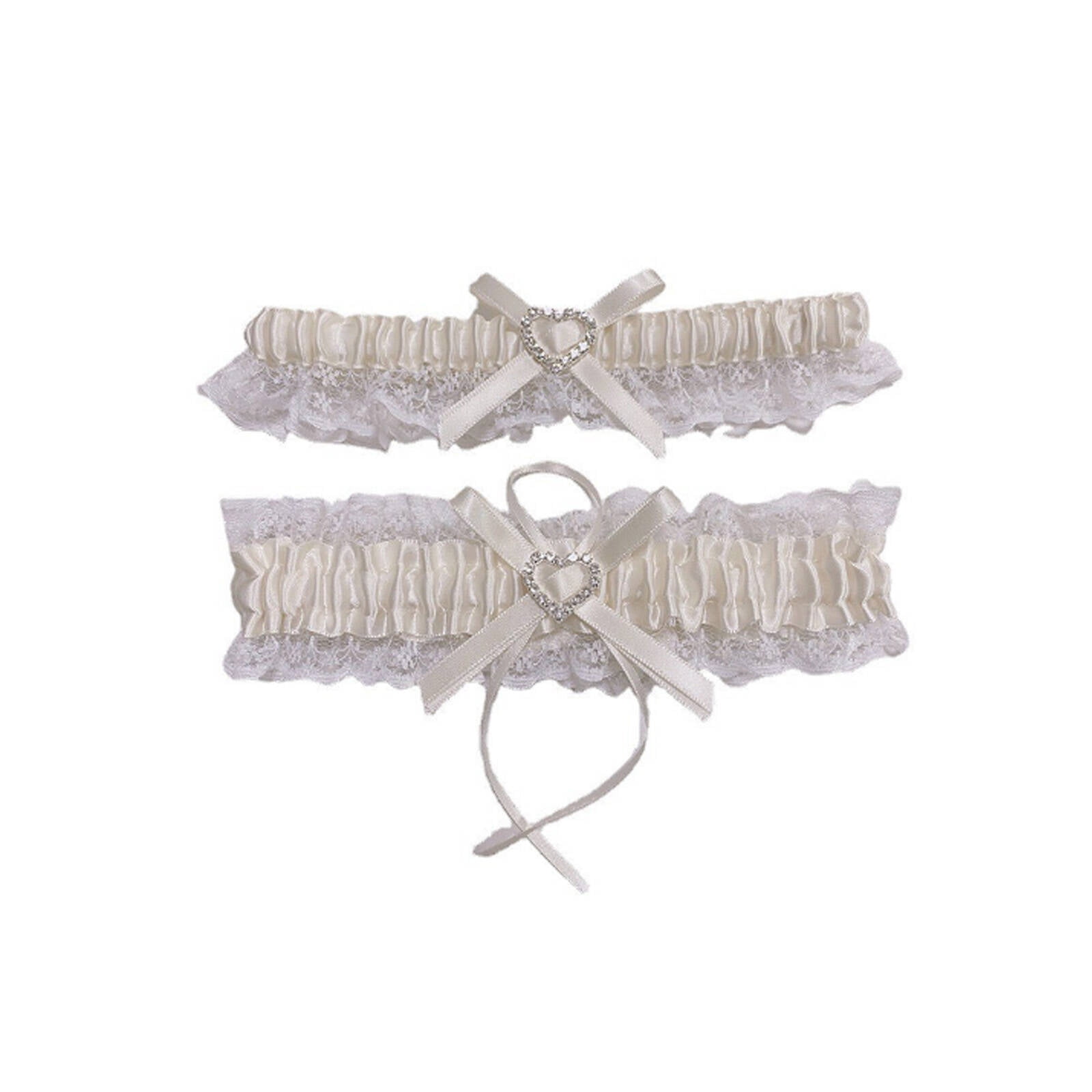 AUQ Garters for Bride,Heart-Shaped Rhinestone Accent Wedding Garter for ...