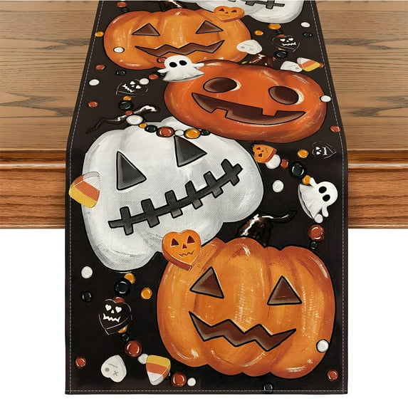 AUQ Halloween Table Runner,Pumpkin Fall Runner for Table,13*108in Fall ...