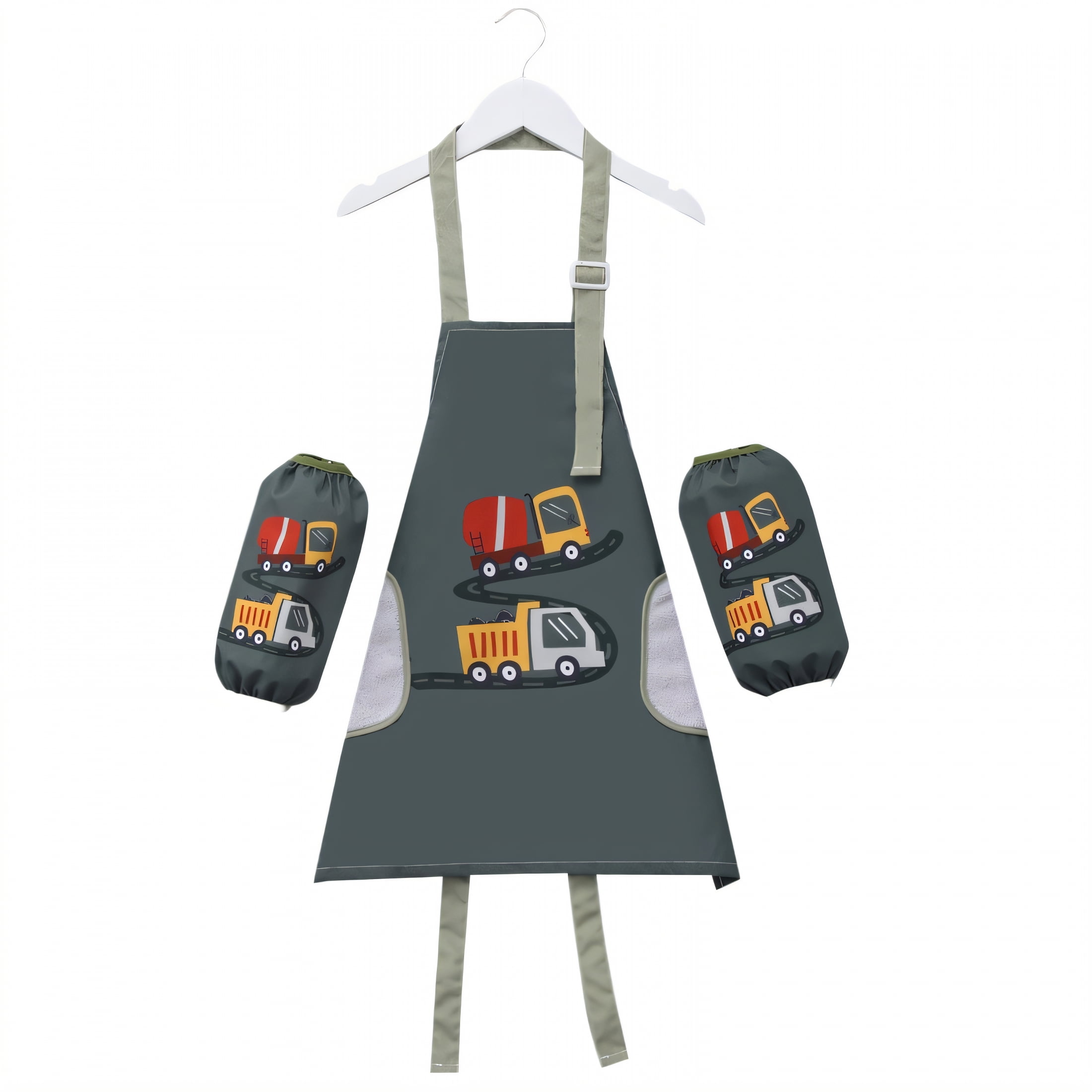 AUQ Kids Apron,Dual-Layer Coating Kids Aprons for Cooking,Polyester ...