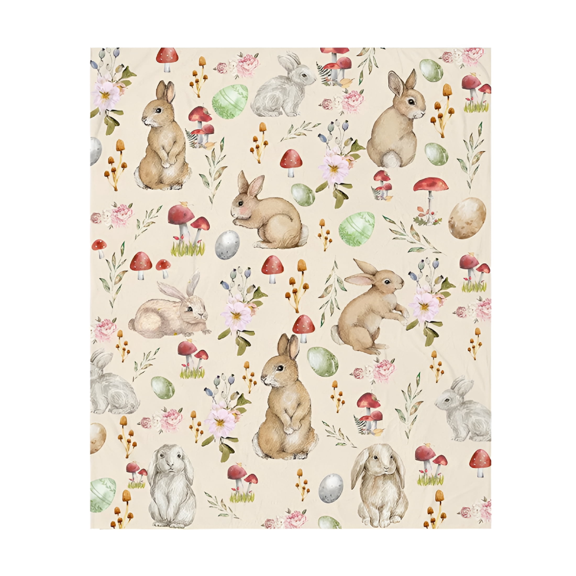 AUQ Luxury Plush Easter Blanket Cute Bunny Easter Egg Flower Leaves ...