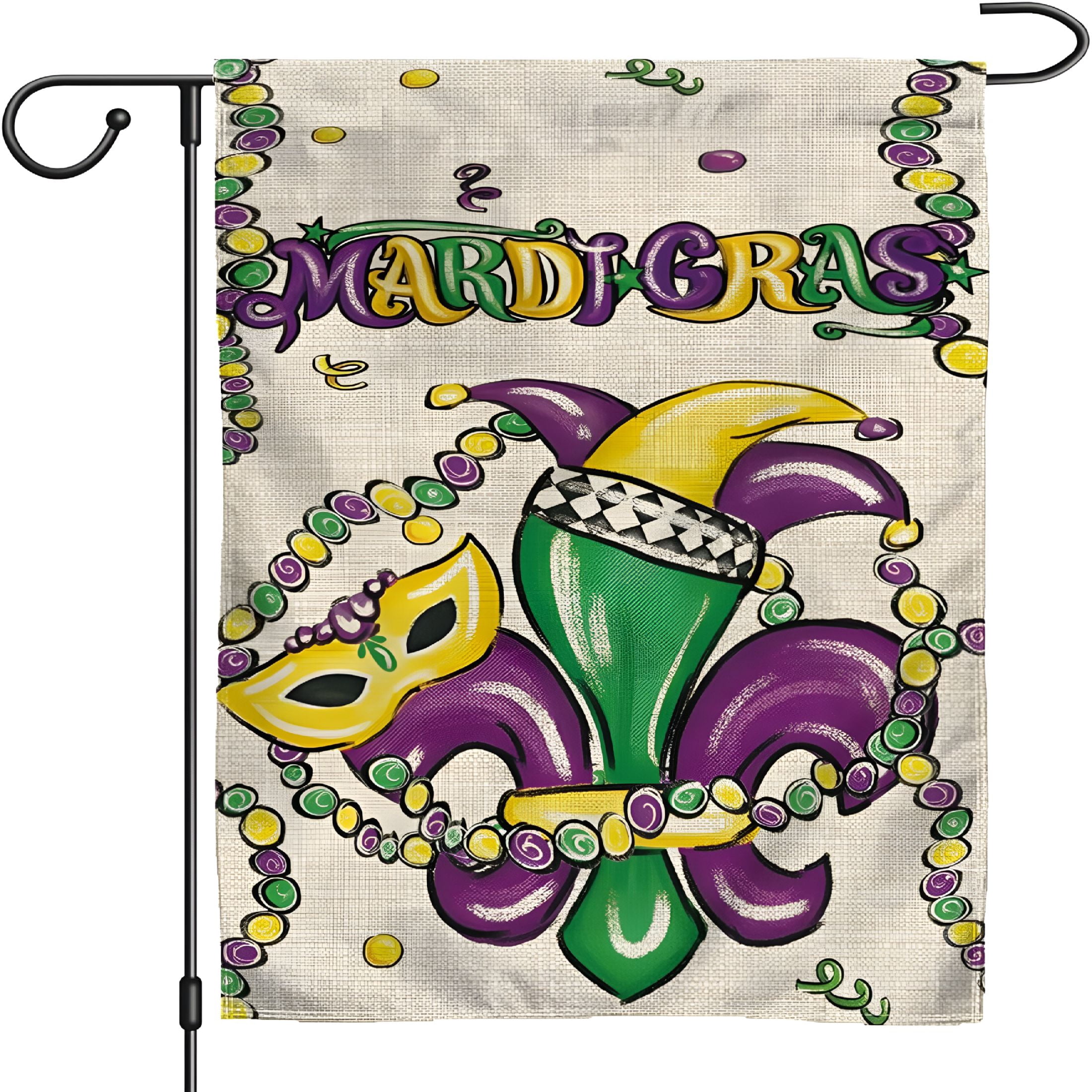 AUQ Mardi Gras Garden Flag 12X18 Outdoor,Double Sided Mask Happy Mardi ...