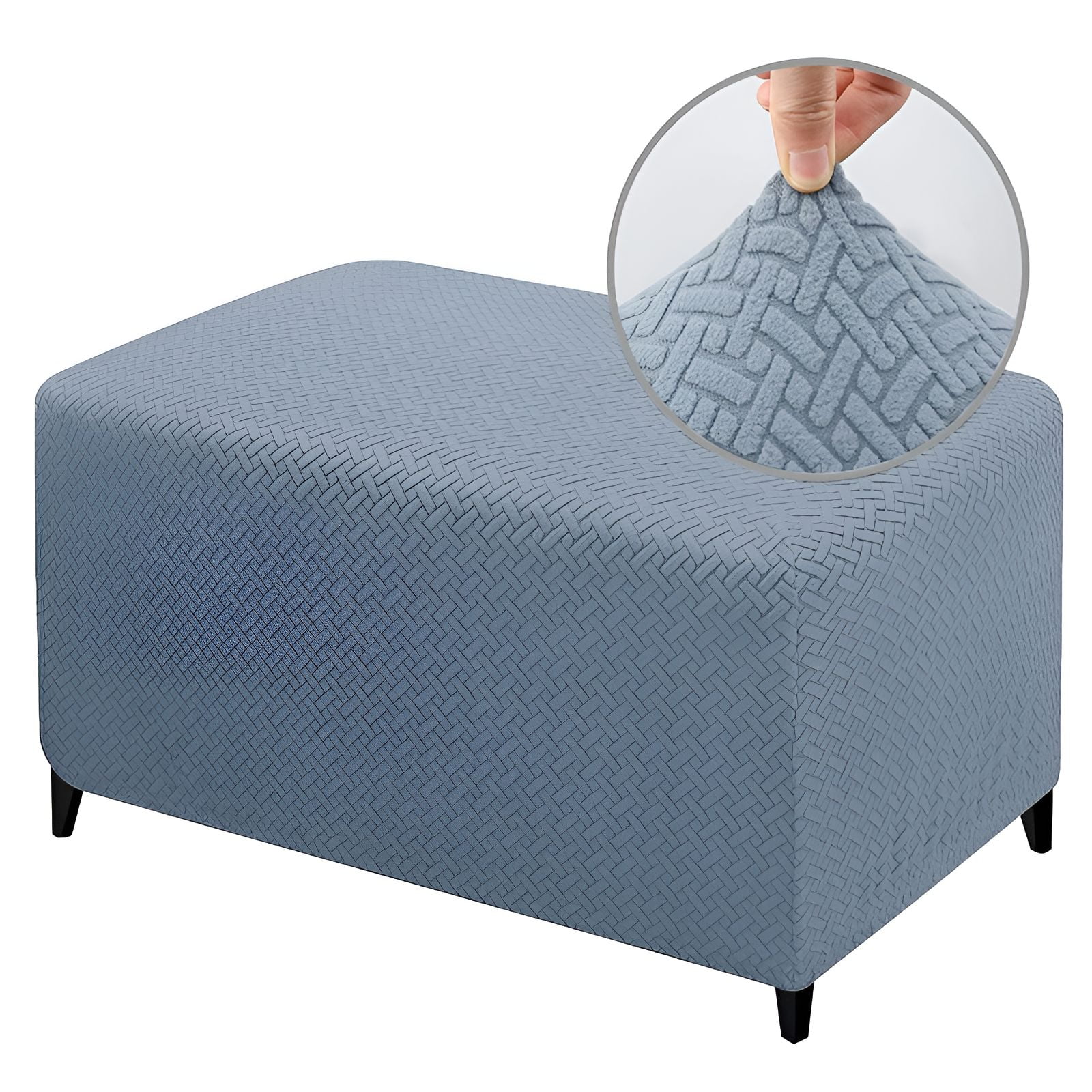 AUQ Ottoman Cover,Breathable and Skin-Friendly Rectangle Footstool ...