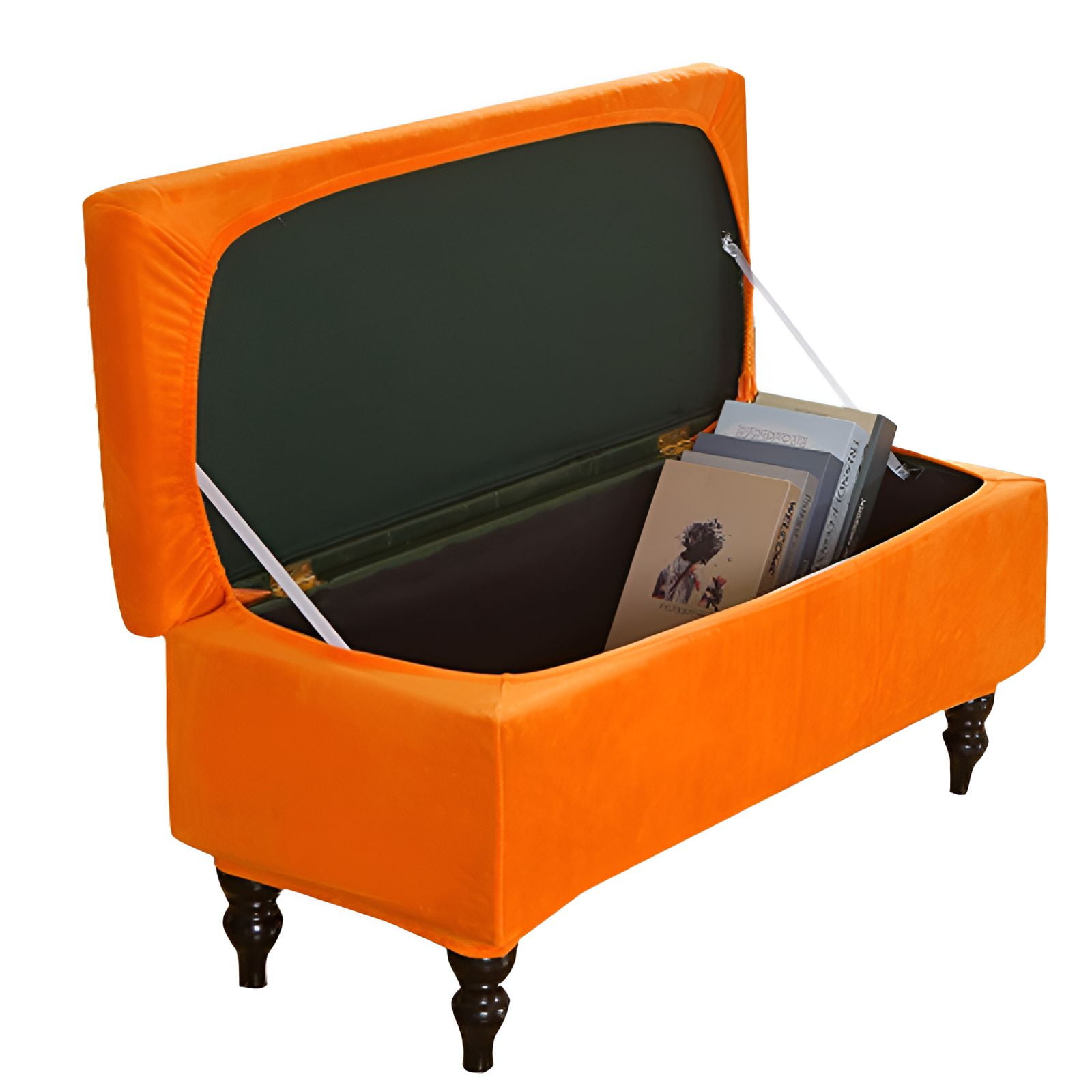 AUQ Ottoman Cover,Silver Fox Velvet Rectangle Footstool Cover,Delicate ...