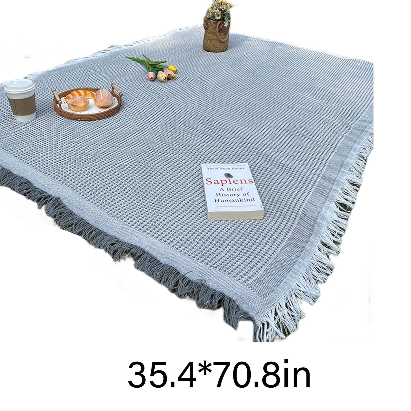 AUQ Picnic Blankets,Premium Unbleached Cotton Outdoor Blanket,Compact ...