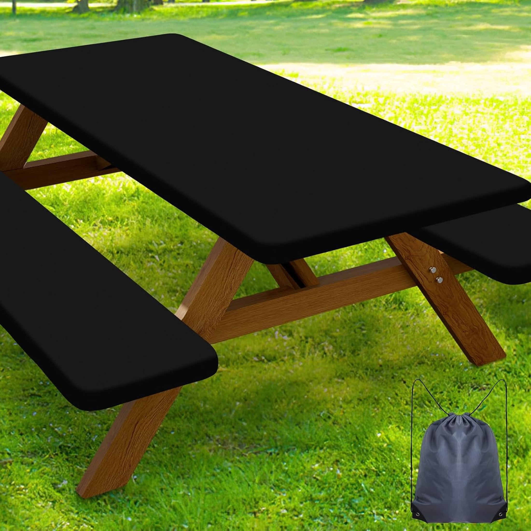 AUQ Picnic Table Cover with Bench Covers,Waterproof Elastic Fitted ...
