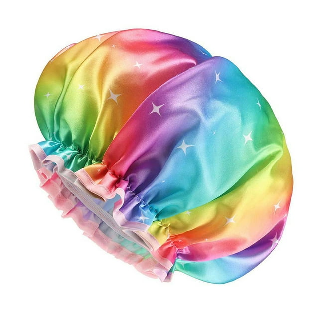 Pluoda Soft Rainbow Colors Silk Bonnet with Custom Logo Reversible Hair ...