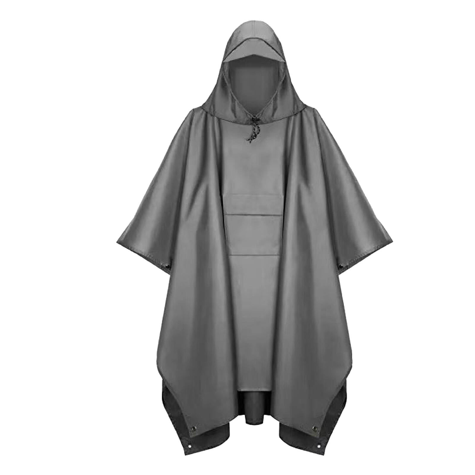 AUQ Rain Poncho 100% Waterproof PU Coated Rain Ponchos for Adults ...