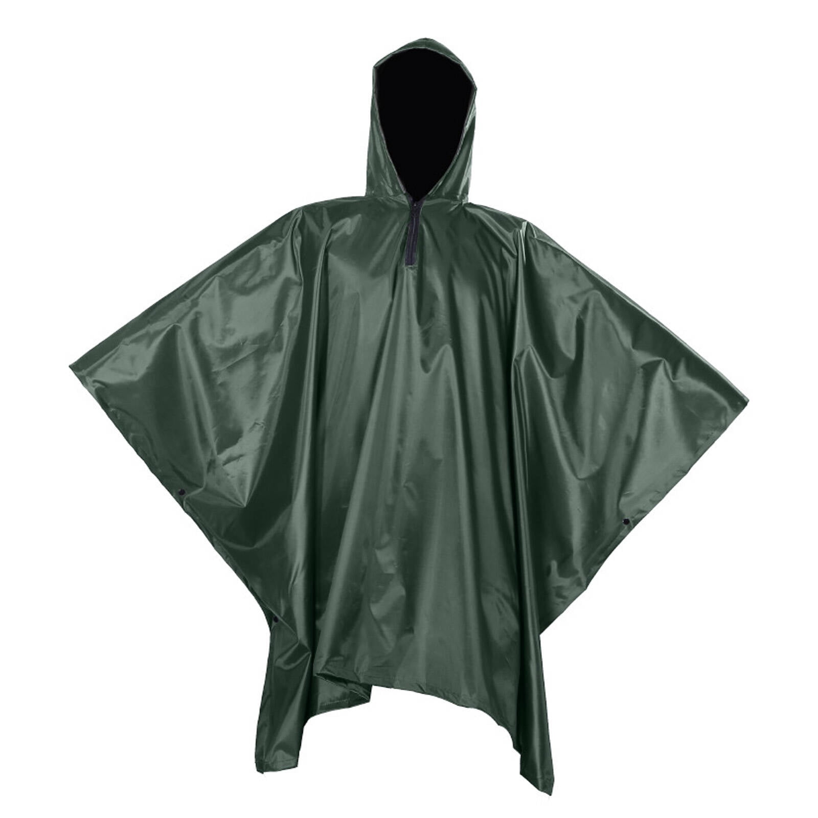 AUQ Rain Poncho 100% Waterproof PVC Coated Rain Ponchos for Adults ...